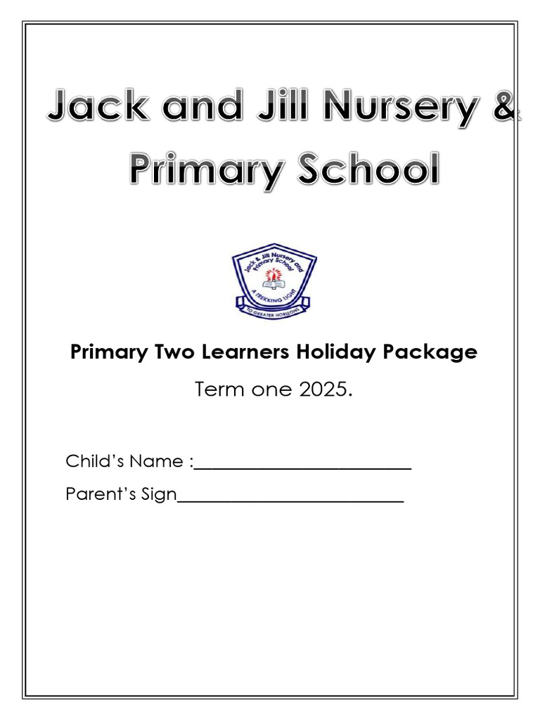 Primary Two Holiday Work | PDF