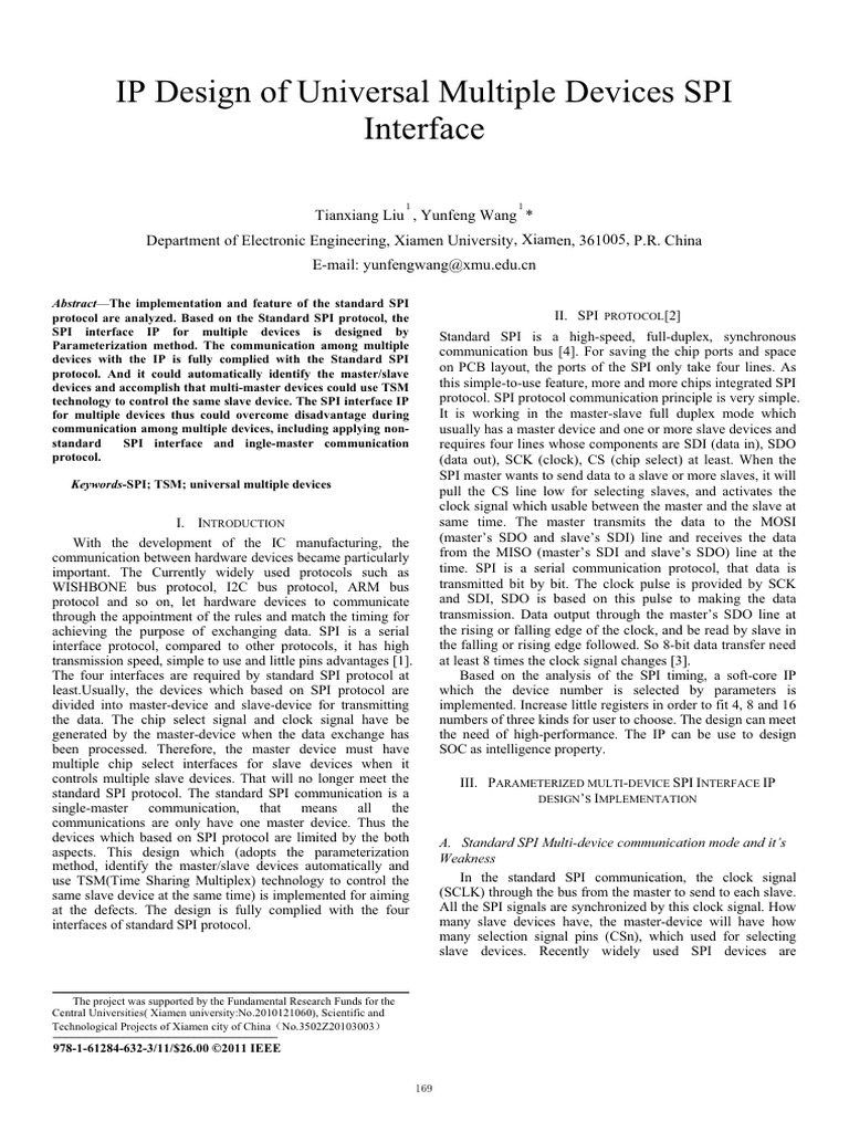 IP Design of Universal Multiple Devices SPI Interface | PDF | Electrical Engineering | Computer ...