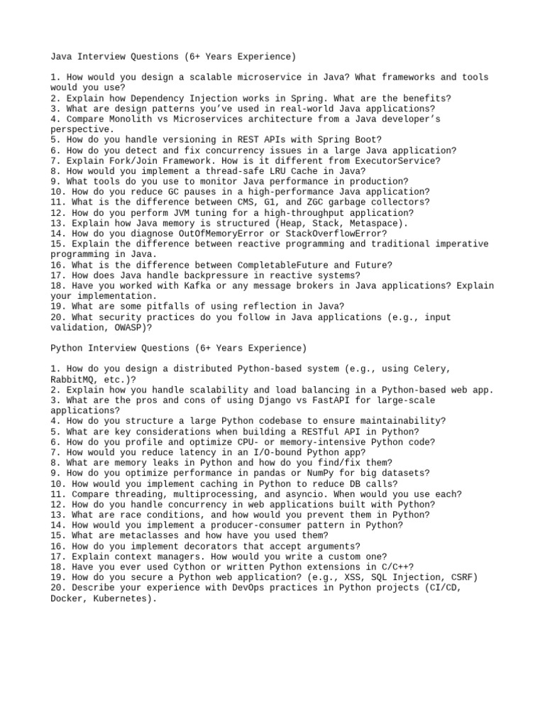 Senior Java Developer Interview Guide | PDF | Java (Programming ...