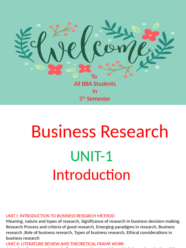 BBA Research Unit 1 2080 | PDF | Methodology | Scientific Method