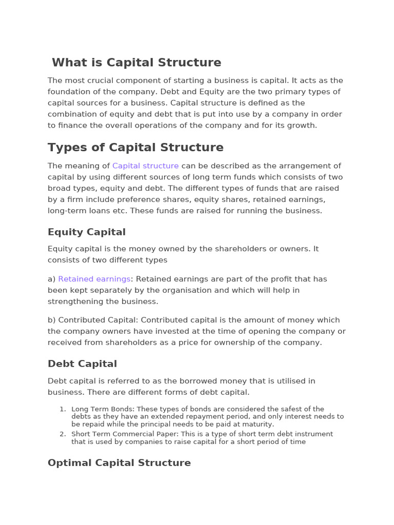What Is Capital Structure | PDF | Dividend | Capital Structure