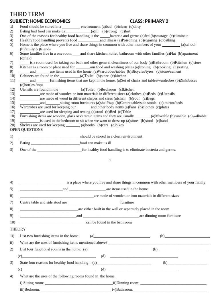 Home Economics and BST for Primary 2 | PDF | Moses | Abraham