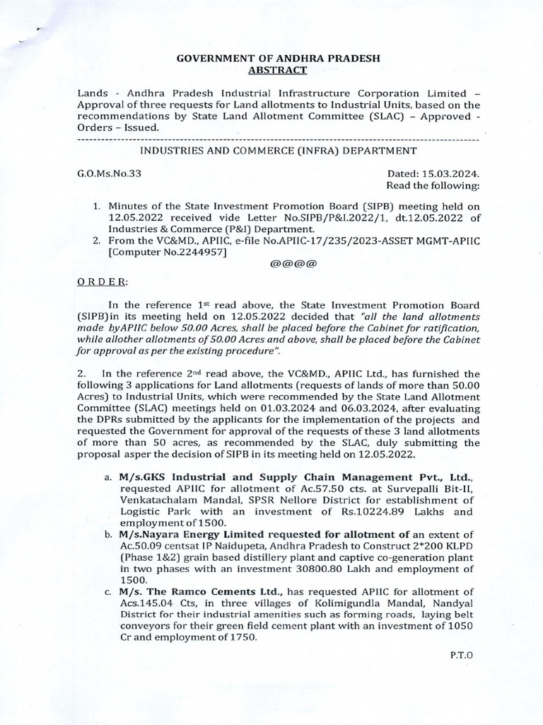 GO Ms No 33 Dated15 03 2024 | PDF