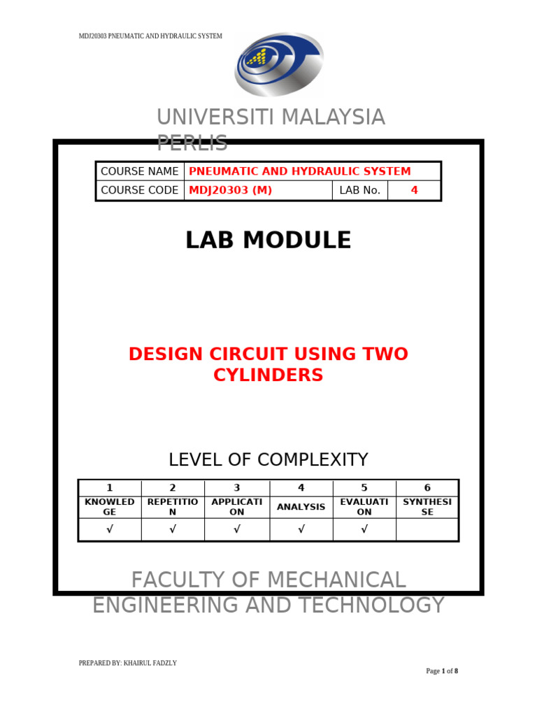 Design Circuit Using Two Cylinders | PDF | Mechanical Engineering