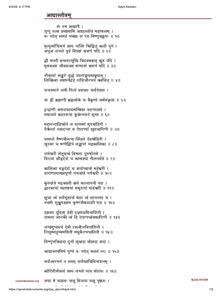 AdyA Stotram | PDF