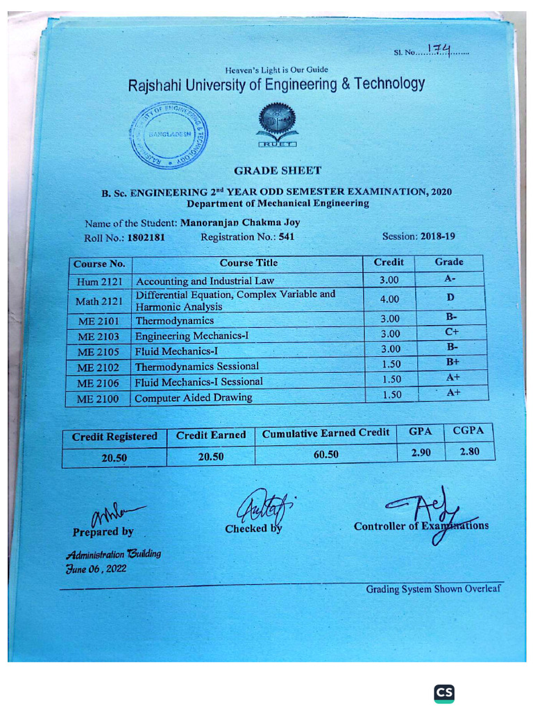 2nd Year Academic Transcript | PDF