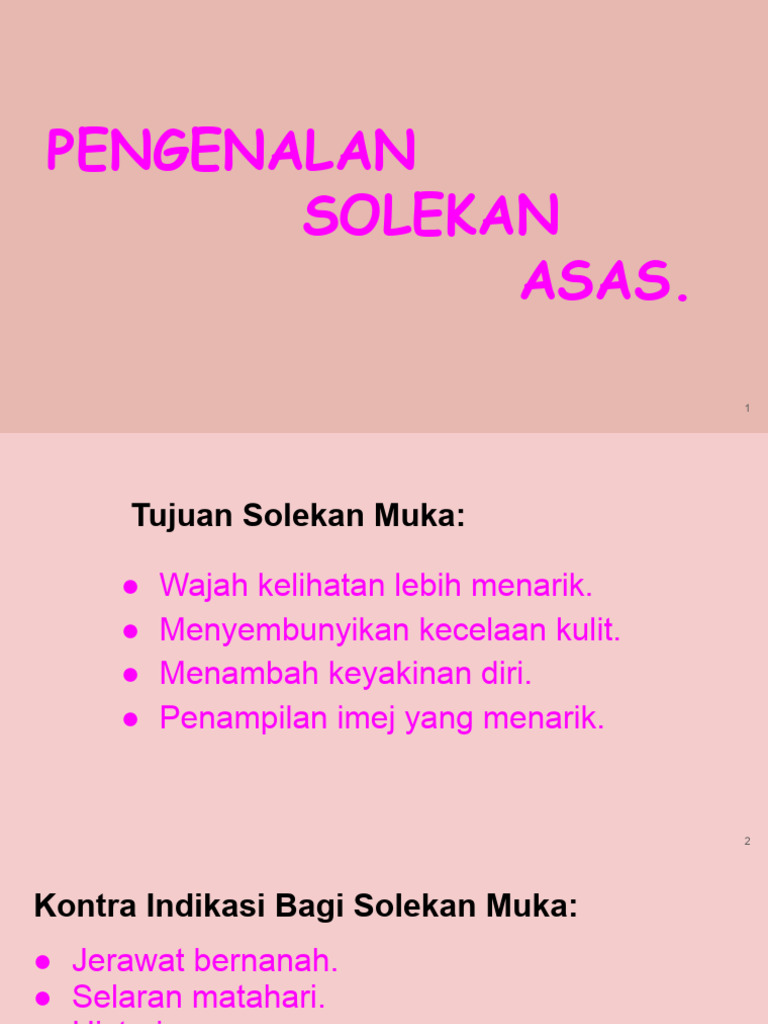 Pengenalan Solekan Muka dan Asasnya | PDF