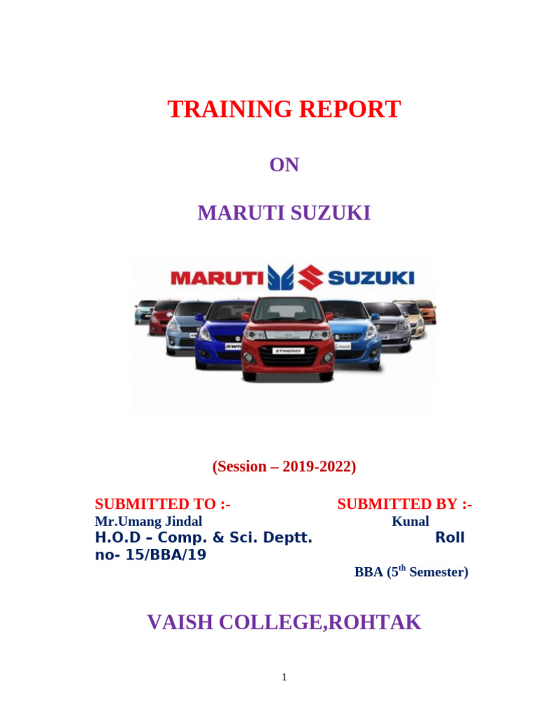 Kunal Mba Maruti Project | PDF | Car | Land Vehicles