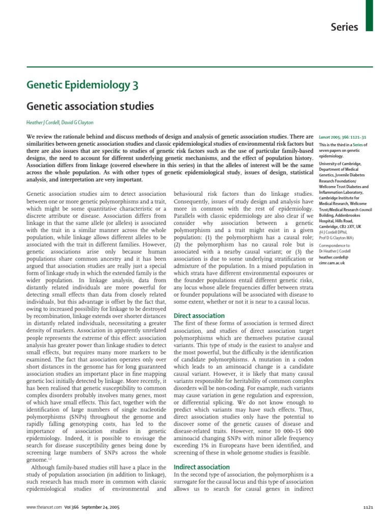 2005 tls3 @cordell Genetic Association Studies | PDF | Dominance ...