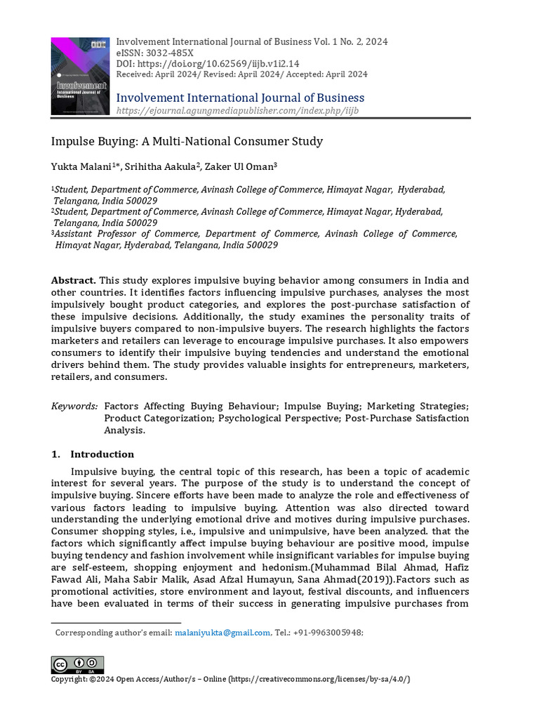 Impulse Buying A Multi-National Consumer Study | PDF | Impulsivity ...