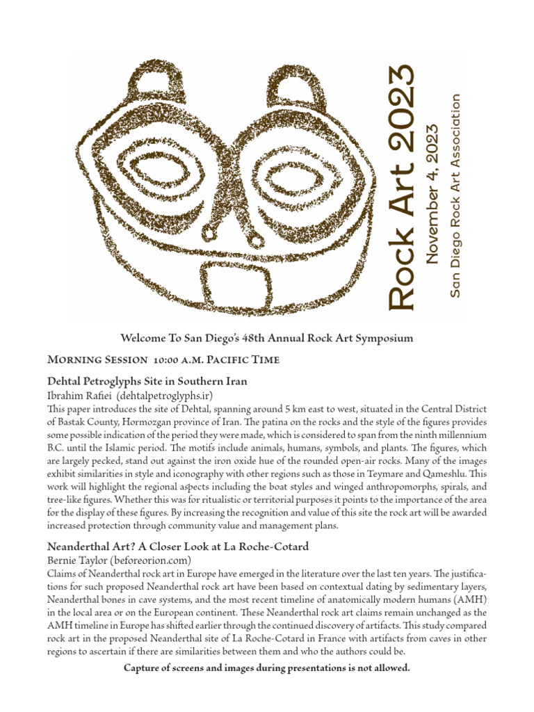 Rock Art 2023 Program | PDF | Rock Art | Neanderthal