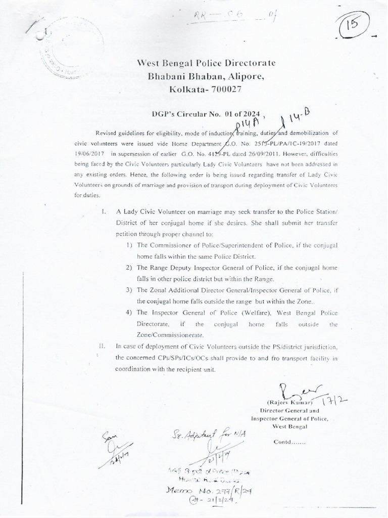 DGP's Circuler No. 01 of 2024 | PDF