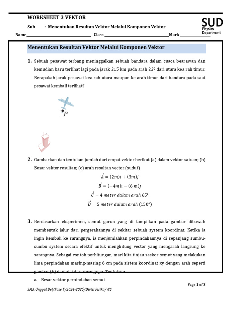 Ws3 Vektor - Resultan Vektor Dengan Metode Komponen Vektor | PDF