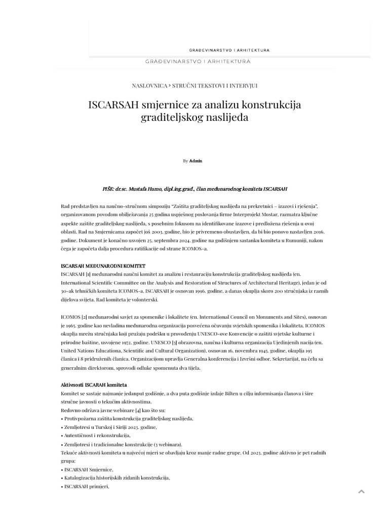 ISCARSAH Smjernice Za Analizu Konstrukcija Graditeljskog Naslijeđa - M-Kvadrat | PDF