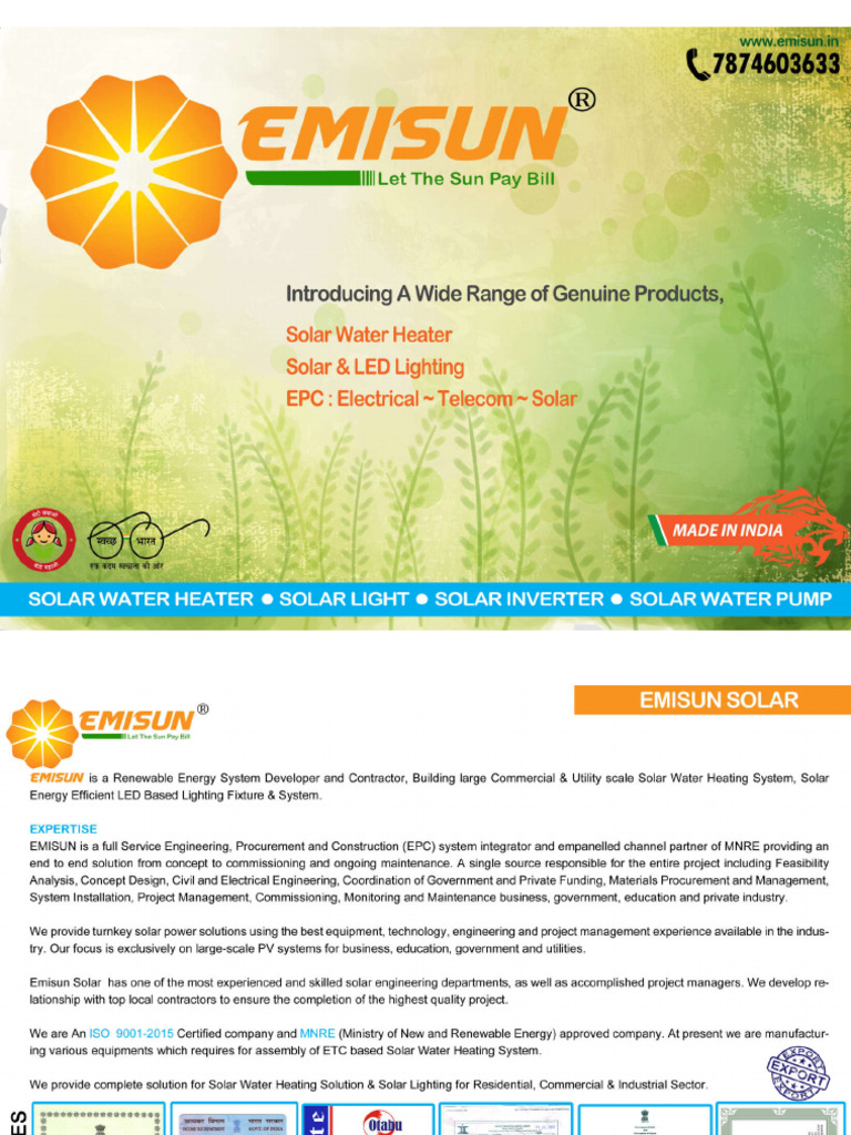 Emison Solar water heater Brochure | PDF