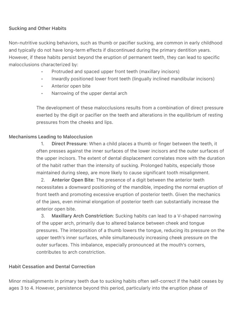 Sucking and Other Habits | PDF | Dentistry Branches | Dental Anatomy