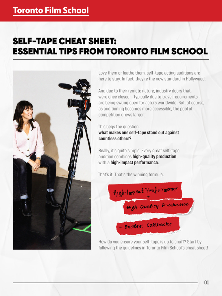 TFS Acting Self Tape Cheat Sheet 2023 | PDF