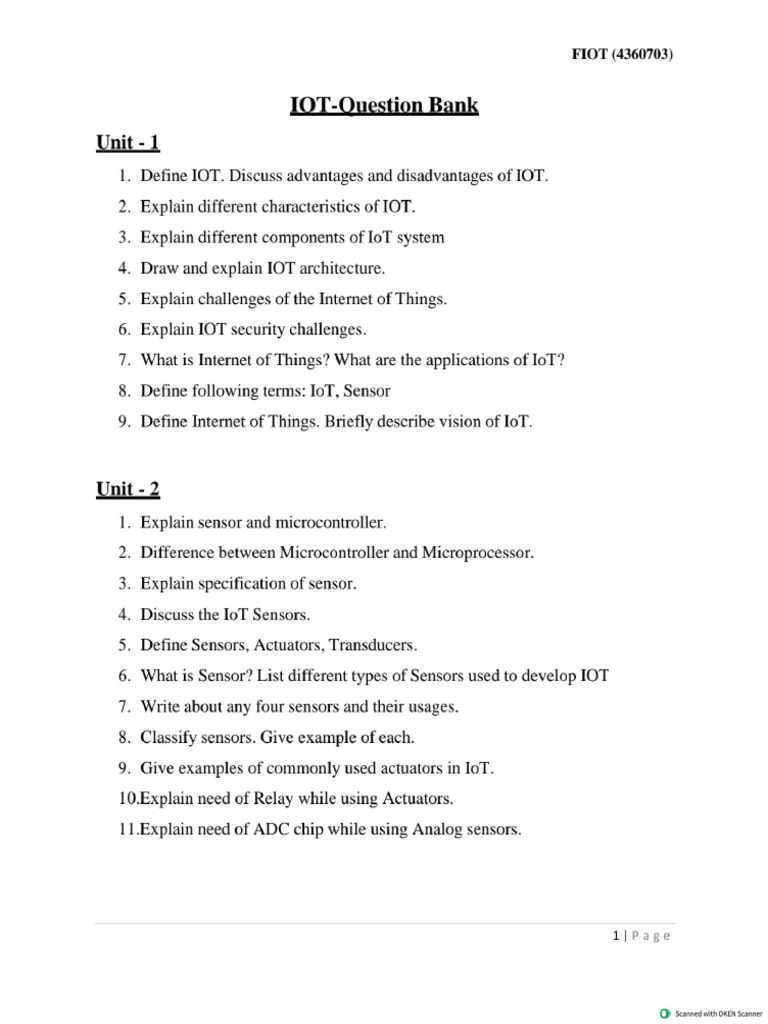 IOT Questions(1) | PDF