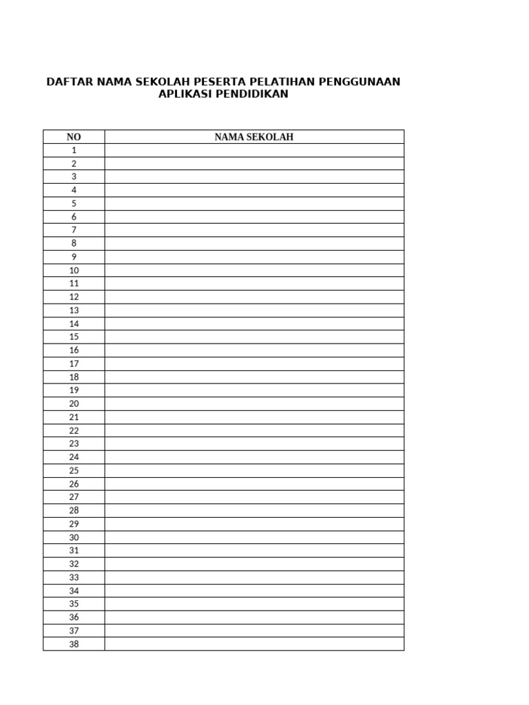 Daftar Nama Sekolah 2024 | PDF