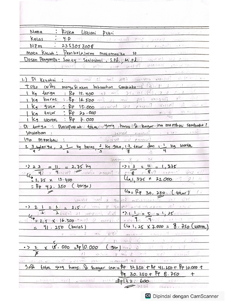 Riska Listiani Putri_2353053008_pembelajaran MTK sd_Tugas 2 | PDF