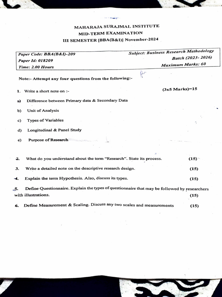 bba question paper 1 | PDF