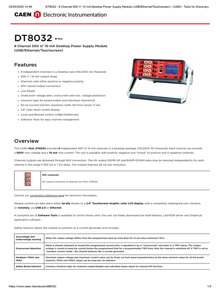 DT8032 - 8 Channel 500 V - 10 Ma Desktop Power Supply Module (USB ...