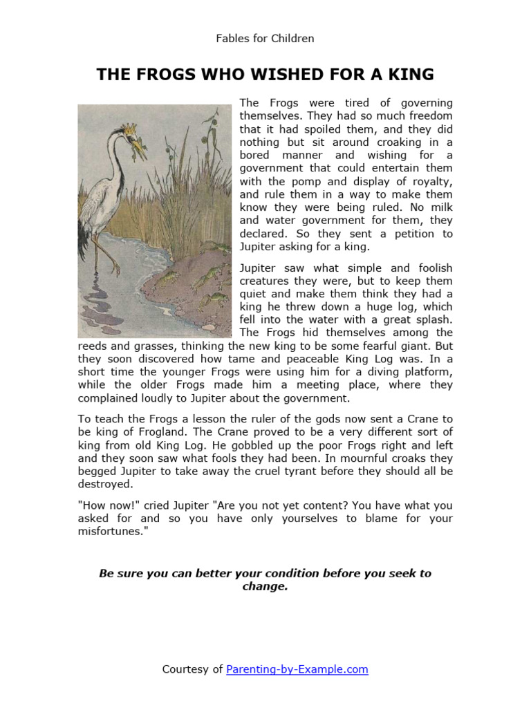 The Frogs Who Wished For A King | PDF