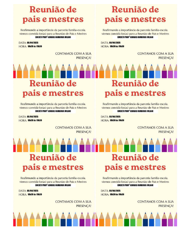 Bilhete Reunião de Pais | PDF
