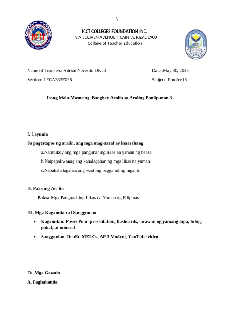 Final Format of Lesson Plan Epp5 | PDF