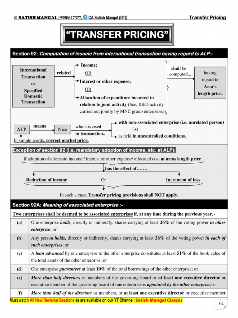 Summary Notes On TRANSFER PRICING For May'25 & Sep.'25 CA Final DT ...