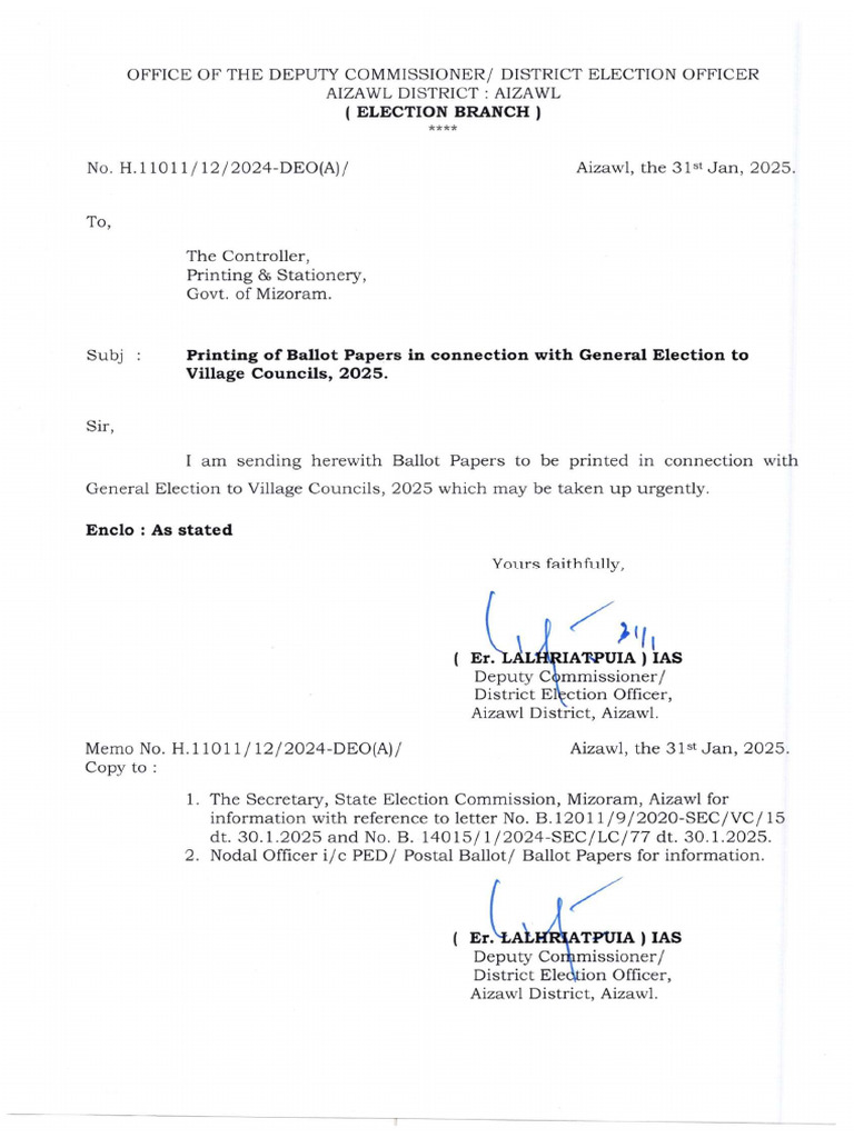 Printing of Ballot Papers - Reg | PDF