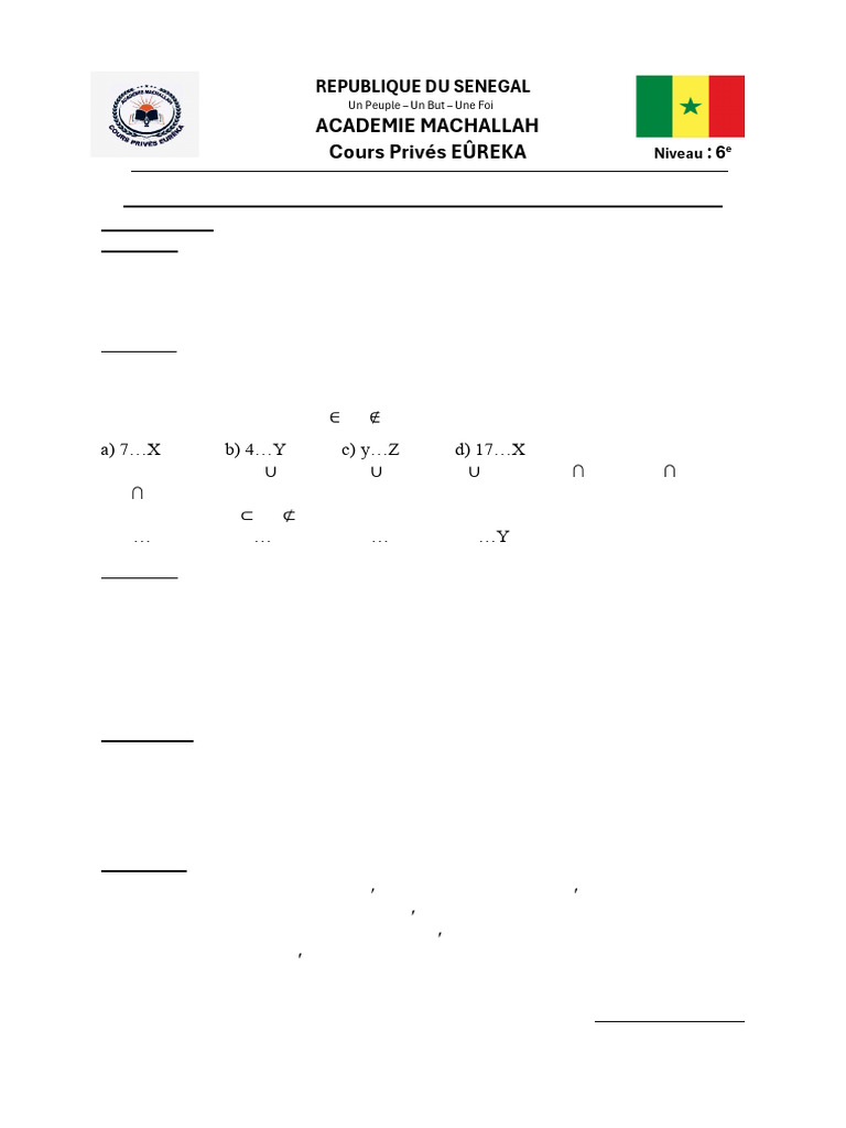 Composition Maths 6ème - Semestre 1 | PDF