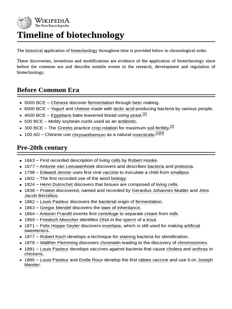 Timeline_of_biotechnology | PDF | Rna | Gene Therapy