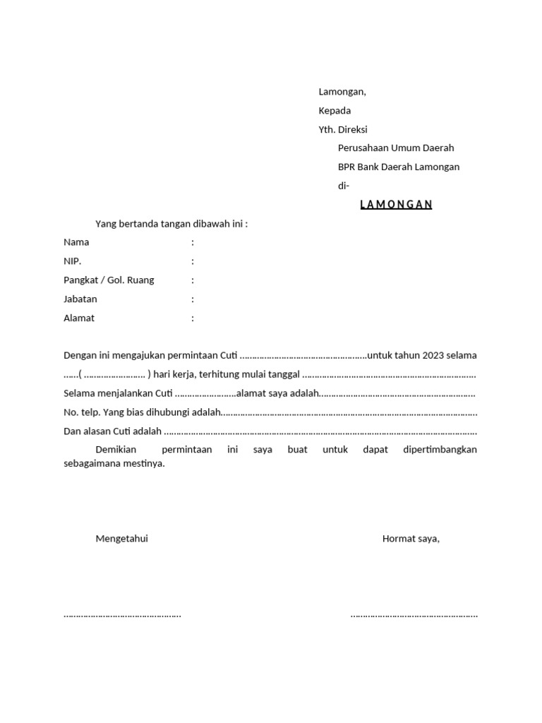 Surat Ijin Cuti | PDF