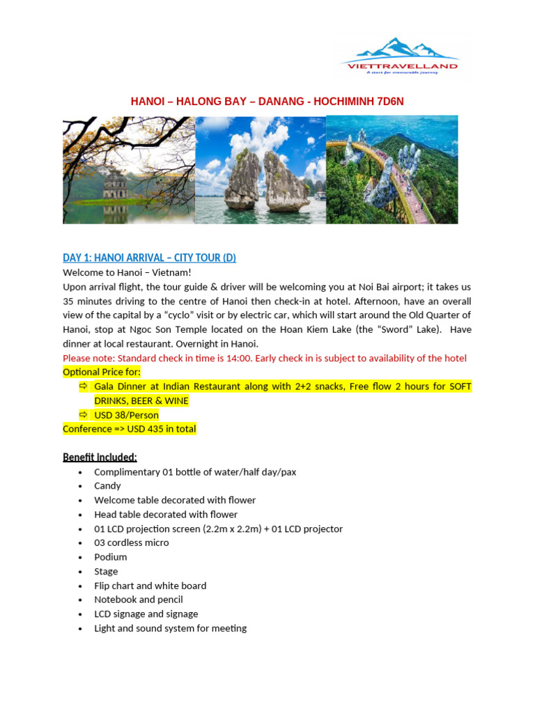 HANOI – HALONG BAY – DANANG - HOCHIMINH | PDF | Ho Chi Minh City