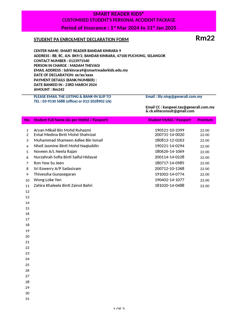 SRKids Declaration 2024 Ver2 | PDF