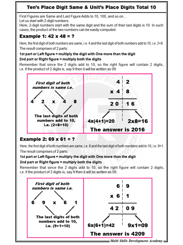 Multiplication Tricks for Two-Digit Sums | PDF | Mathematics | Arithmetic