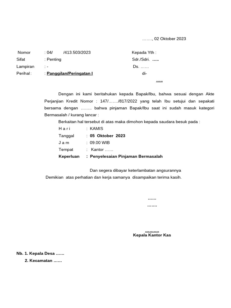 Surat Panggilan Kosongan Kosong | PDF