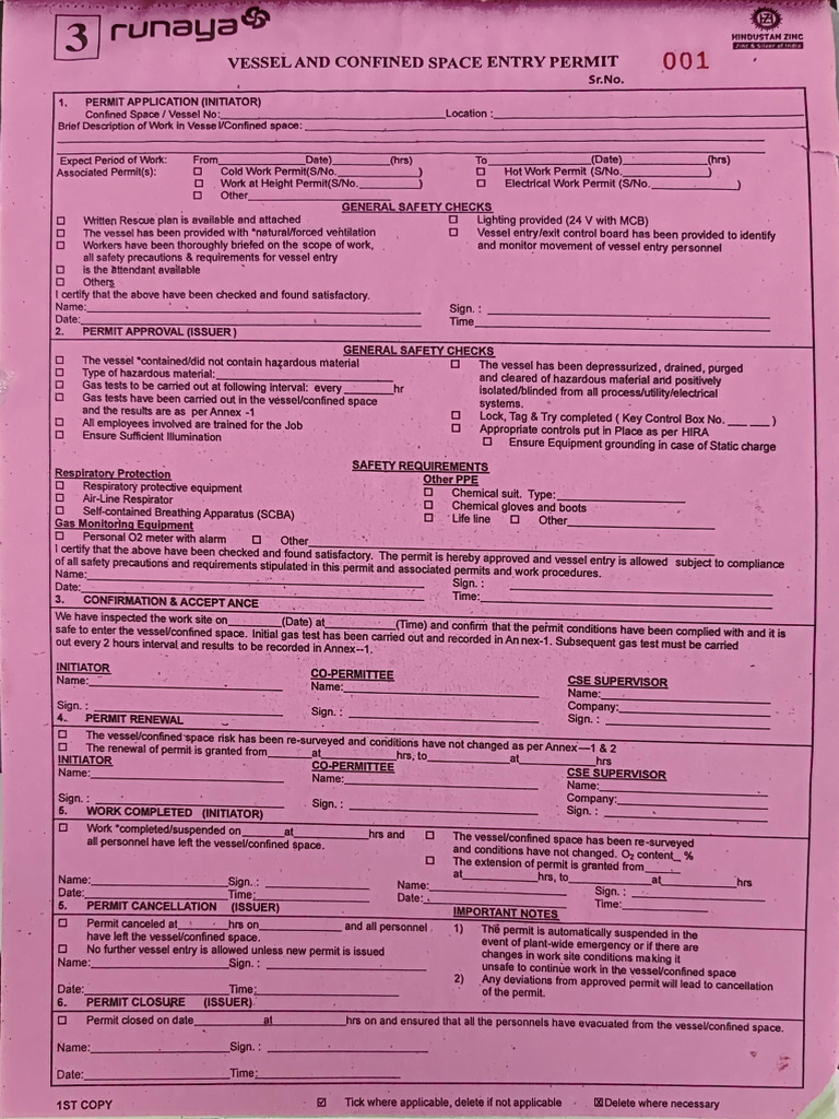 confined space PTW | PDF