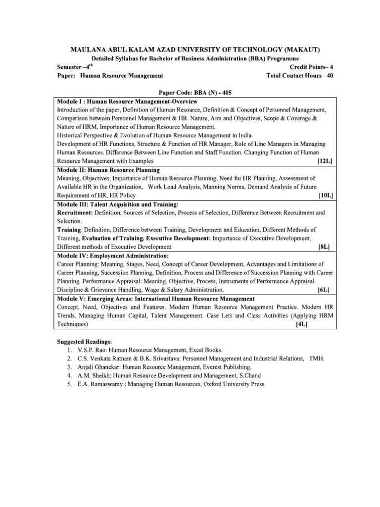 Makaut BBA Syllabus (MAKAUT) | PDF