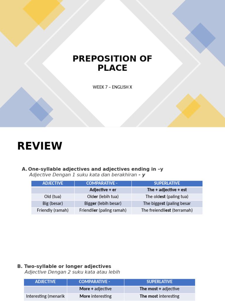 Preposition of Place | PDF