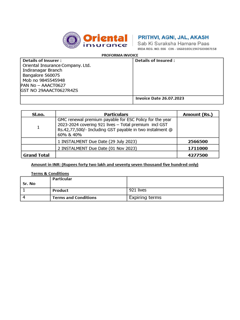 Proforma Invoice - TRS GMC 2023 | PDF