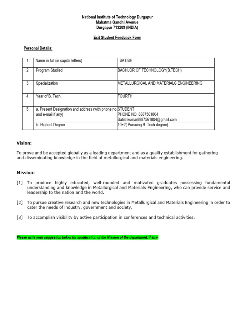 Fill and Submit The Form During The Viva Voce2 (2nd May 2025) . | PDF ...