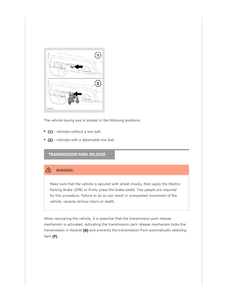 Transmission Park Release and Brake Release | PDF