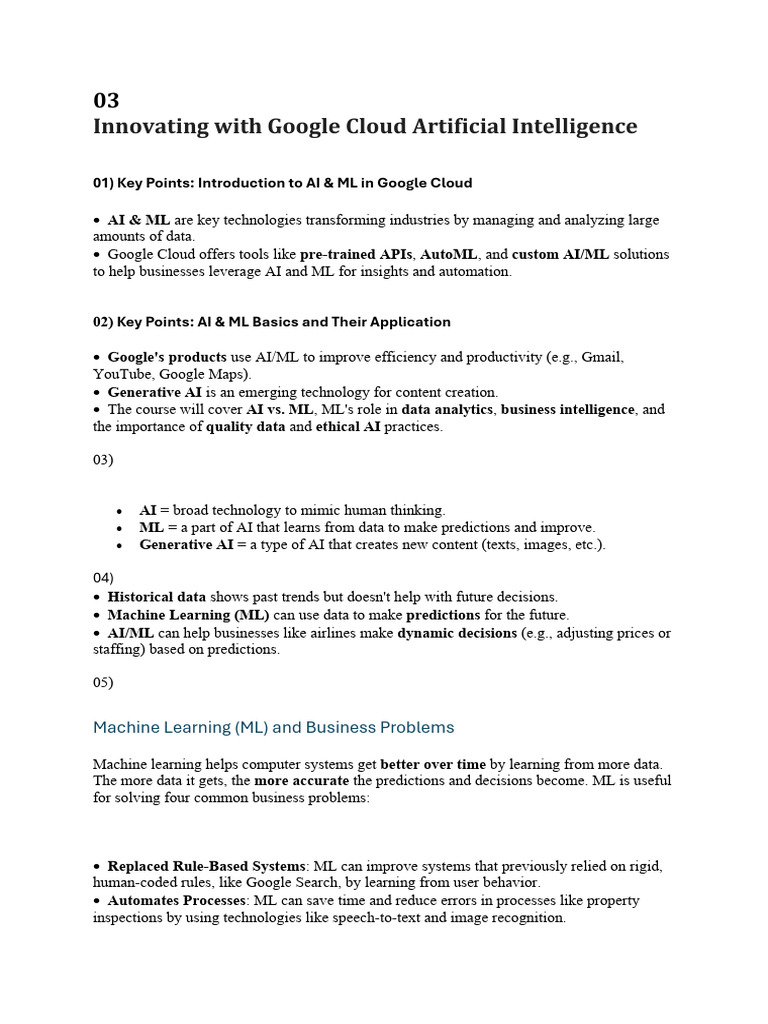 03 Innovating With Google Cloud Artificial Intelligence | PDF | Machine Learning | Artificial ...