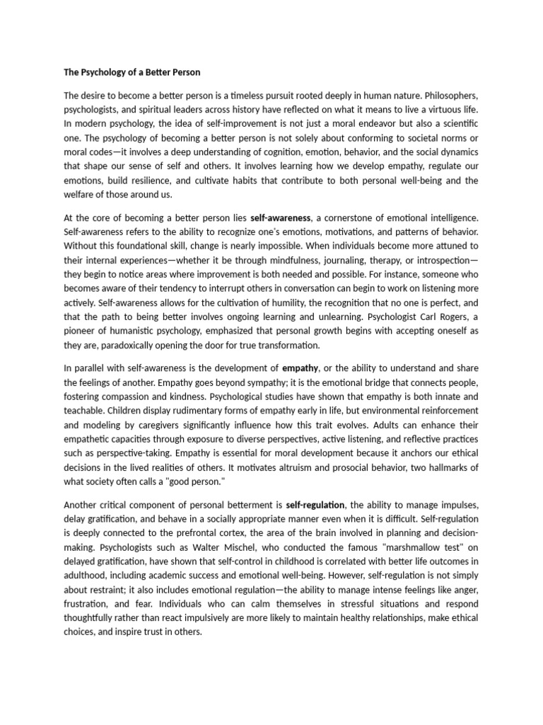 Understanding Personal Betterment | PDF | Empathy | Emotional Self ...