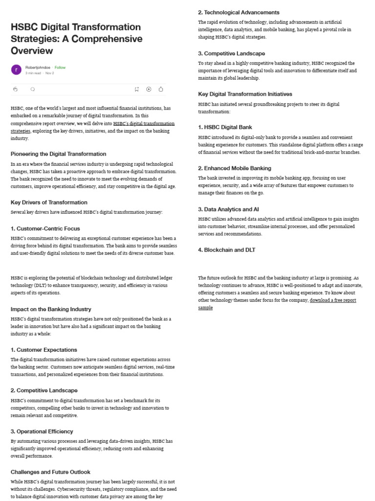 HSBC Digital Transformation Strategies - A Comprehensive Overview - by ...