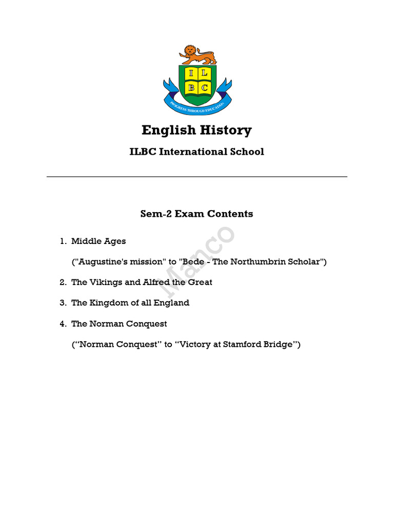 English History+Myanmar History - Sec 1 | PDF | Danelaw | Bede