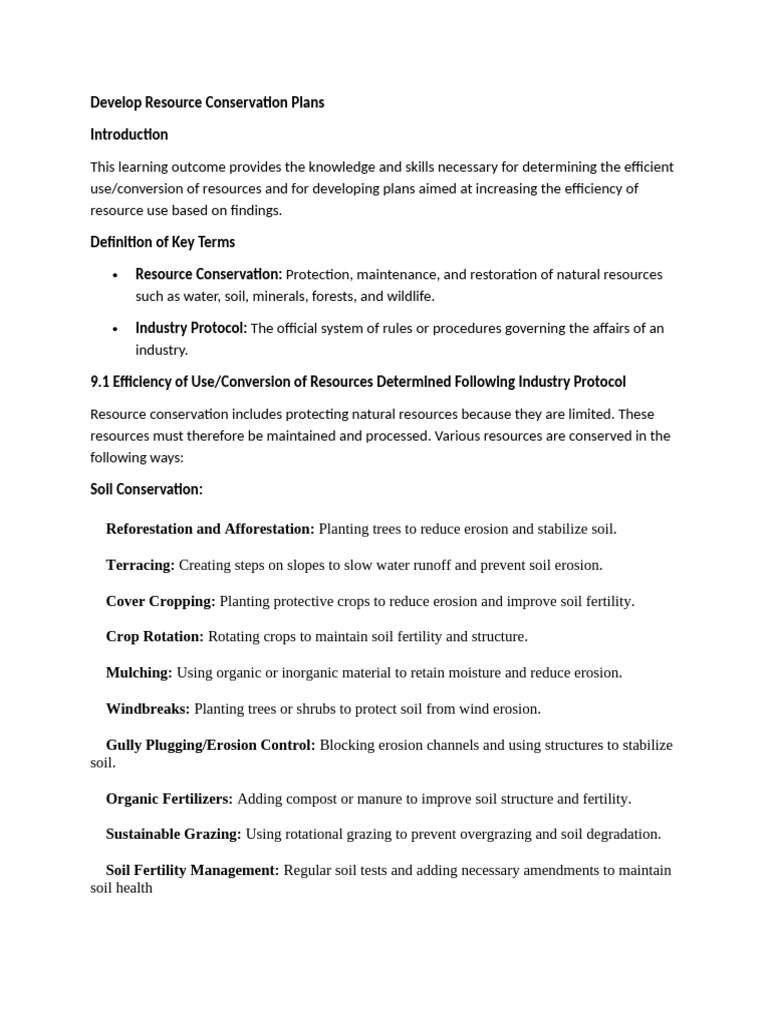 Develop Resource Conservation Plans | PDF | Conservation Biology ...