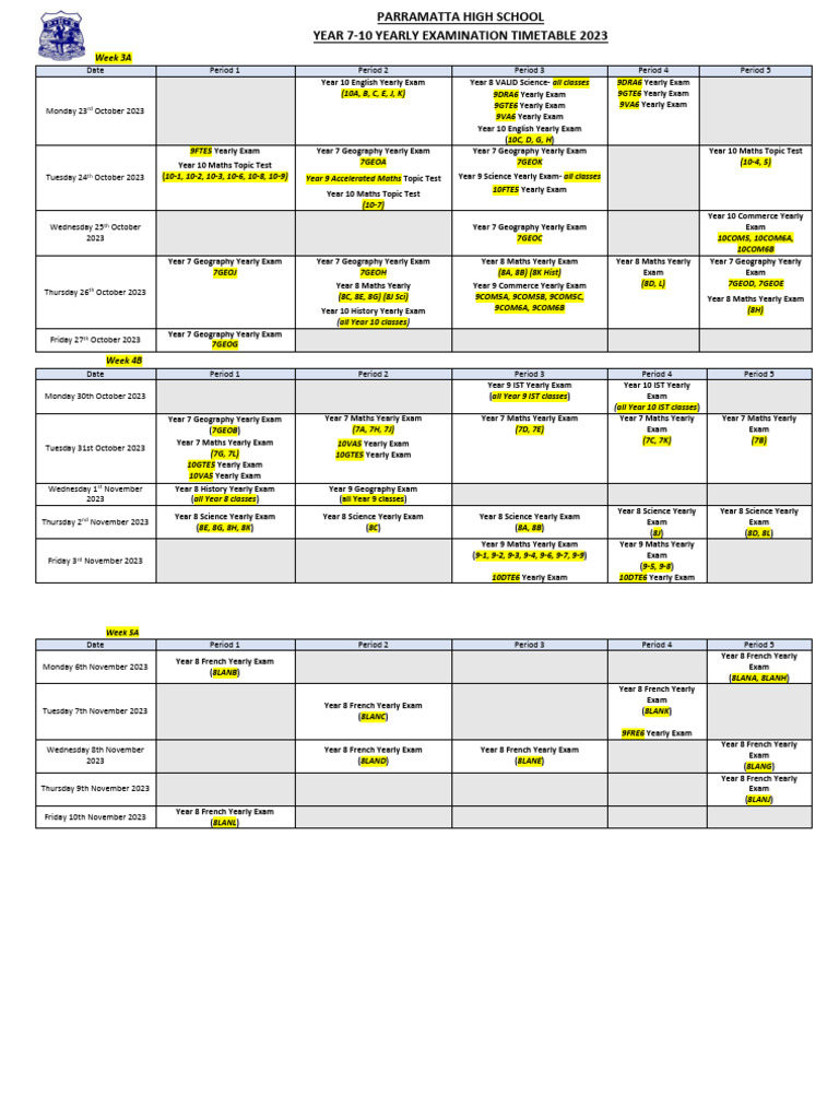 Yearly Examination TT 2023 | PDF